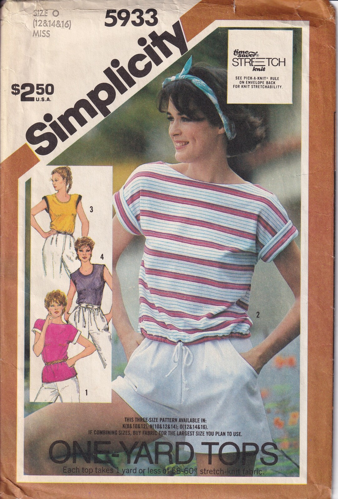 Vintage 1983 Simplicity 5933 UNCUT Sewing Pattern Misses' Pullover Top ...