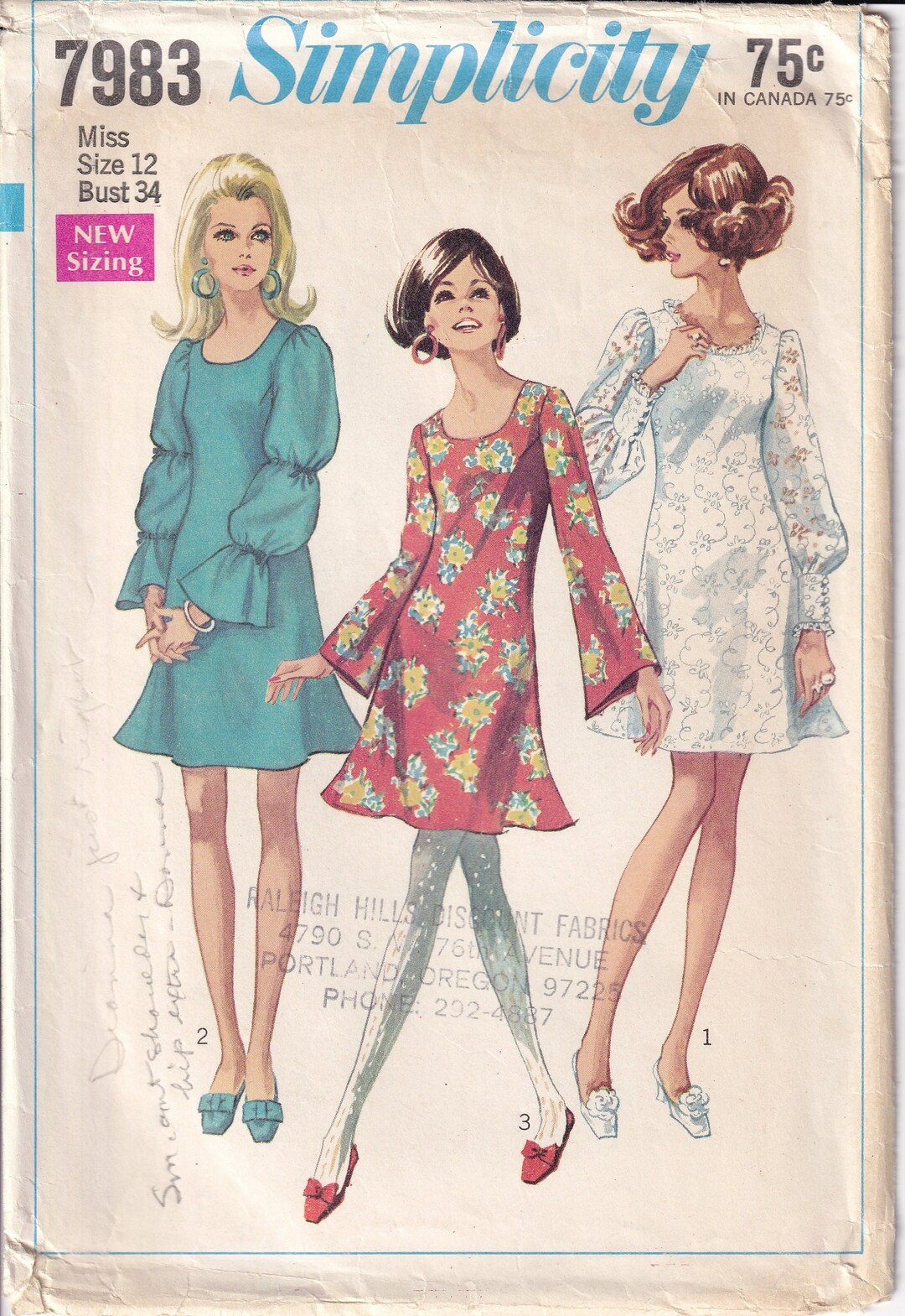 Vintage 1968 Simplicity 7983 Sewing Pattern Misses Trumpet - Etsy
