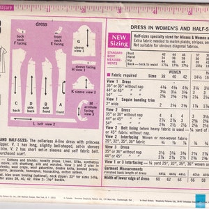 Vintage 1968 Simplicity 7768 Sewing Pattern Women's Dress in Half-sizes ...