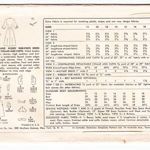Vintage 1953 Simplicity 4467 Sewing Pattern Misses' One-piece Dress ...