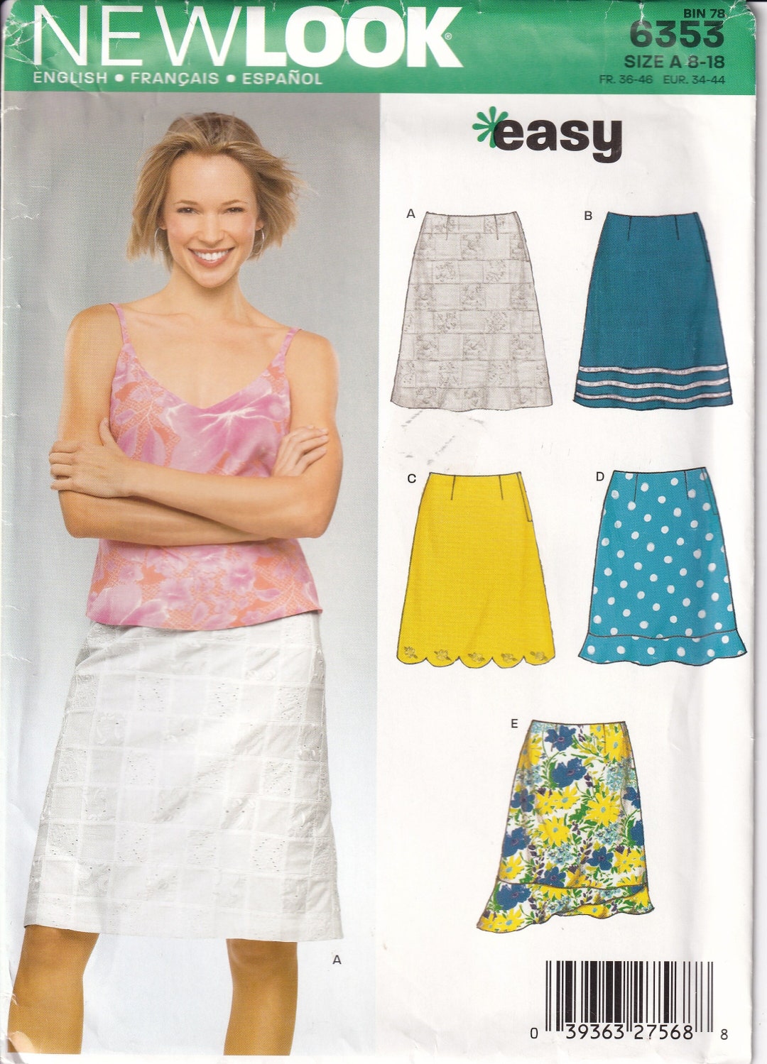2004 New Look 6353 UNCUT Sewing Pattern Misses' Skirt in Six Styles ...