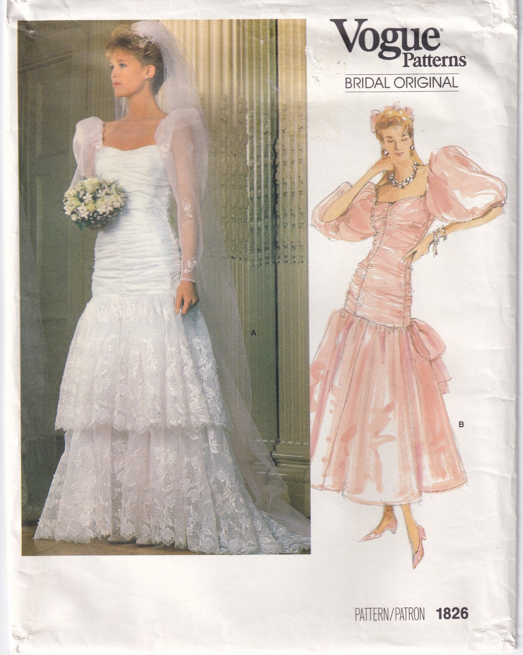 Vintage 1986 Vogue Bridal Design 1826 Sewing Pattern Misses' Bridal ...