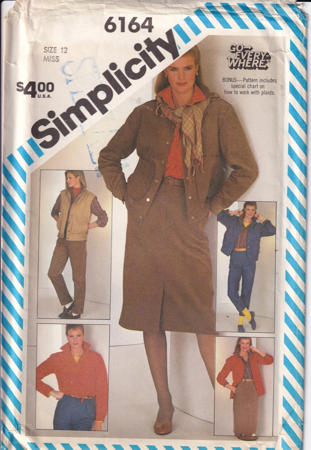 Vintage 1983 Simplicity 6164 UNCUT Sewing Pattern Misses' Pants, Skirt ...