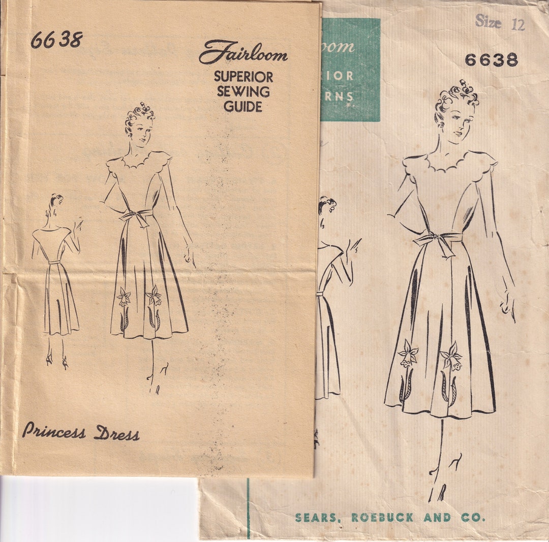 Vintage 1940s Fairloom Superior 6638 RARE Sewing Pattern Misses ...