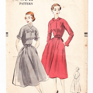 Vintage 1951 Vogue 7481 Sewing Pattern Misses One Piece Dress Size 14
