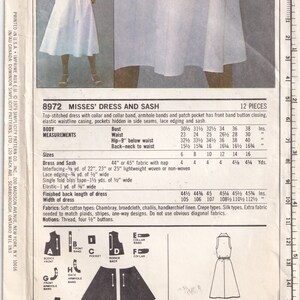 Vintage 1979 Simplicity 8972 Sewing Pattern Misses' Dress and Sash Size ...