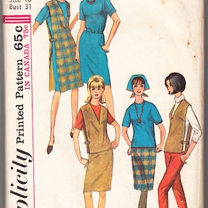 Vintage 1965 Simplicity 6089 Sewing Pattern Misses' Jumper or Top ...