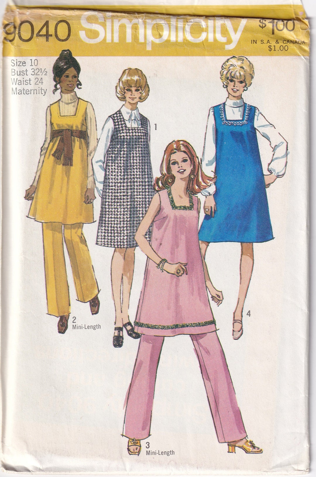 Vintage 1970 Simplicity 9040 UNCUT Sewing Pattern Misses' Maternity ...