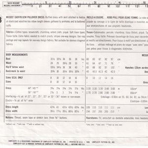 Vintage 1985 Simplicity 7288 UNCUT Sewing Pattern Misses' Easy to Sew ...