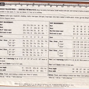 Vintage 1981 Simplicity 9905 Sewing Pattern Misses' Pullover Dress Size ...