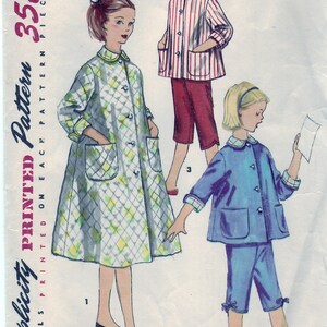 Vintage 1956 Simplicity 1441 Sewing Pattern Child's Girl's Pajamas and ...