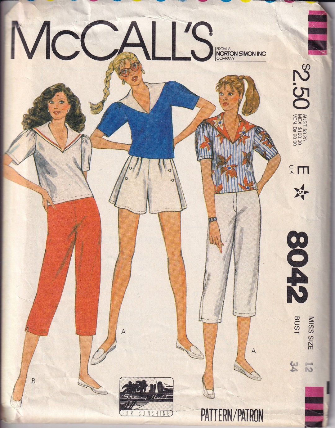 Vintage 1982 Mccall's 8042 Sewing Pattern Misses' Tops, Pants and ...