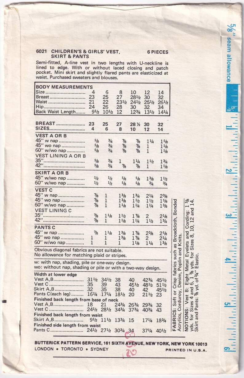 Vintage 1972 Butterick 6021 UNCUT Sewing Pattern Girl's | Etsy