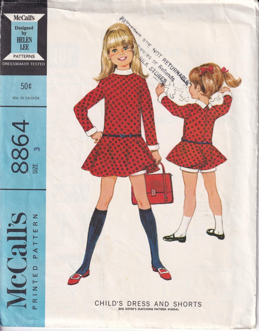 Vintage 1967 Mccall's 8864 Sewing Pattern Girls' Dress and Shorts Size ...