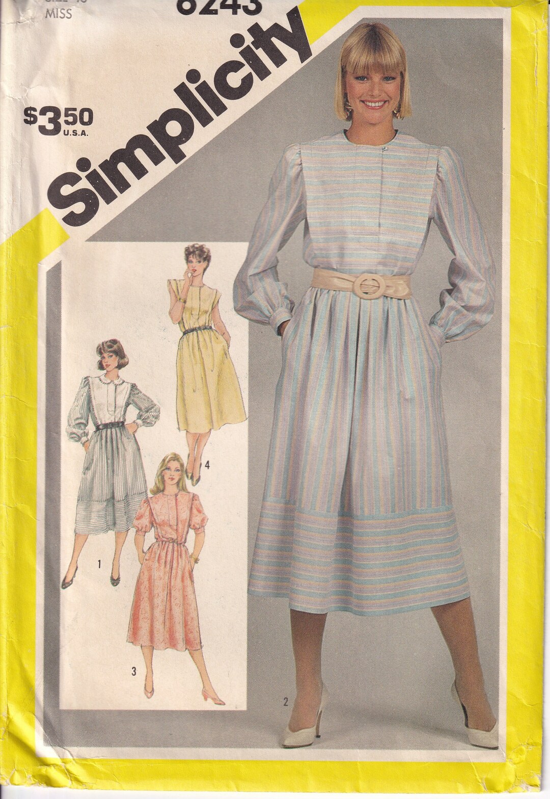 Vintage 1983 Simplicity 6243 Sewing Pattern Misses' Pullover Flanged ...