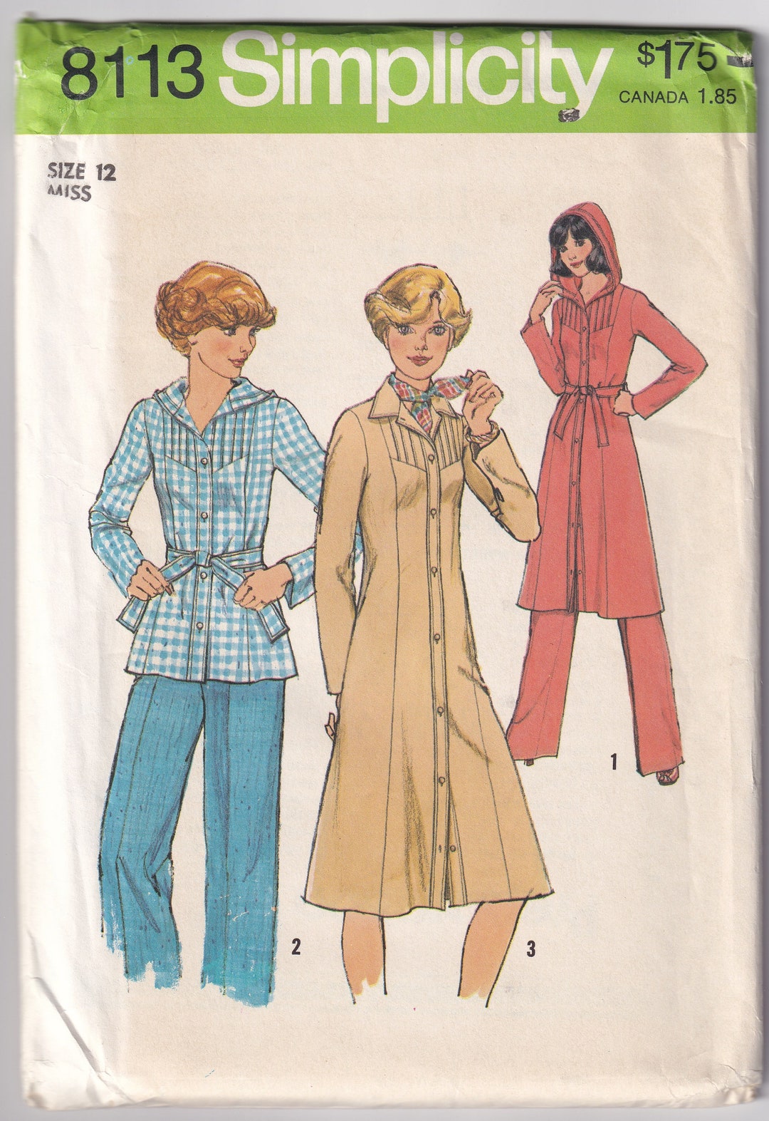 Vintage 1977 Simplicity 8113 UNCUT Sewing Pattern Misses' Dress With or ...