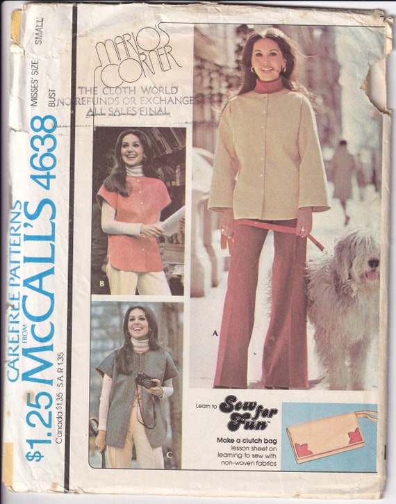 Vintage 1975 Mccall's 4638 Sewing Pattern Marlo's | Etsy