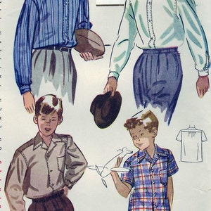 Vintage 1948 Simplicity 2543 Sewing Pattern Child's Boys' Shirt Size 8 ...