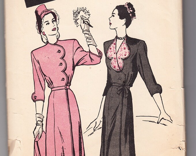 Vintage 1946 Butterick 3569 FF Sewing Pattern Misses' Scalloped Side ...