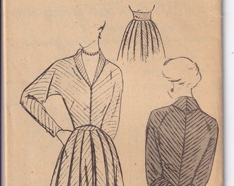 Vintage 1950 Butterick 5322 FF Sewing Pattern Misses' Shirtwaist Dress ...