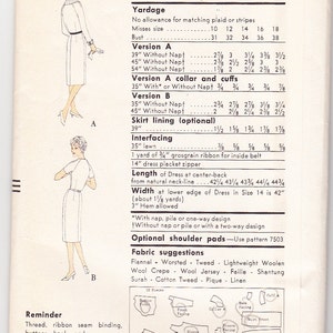 Vintage 1959 Vogue 9838 Sewing Pattern Misses One-piece Dress Size 14 ...