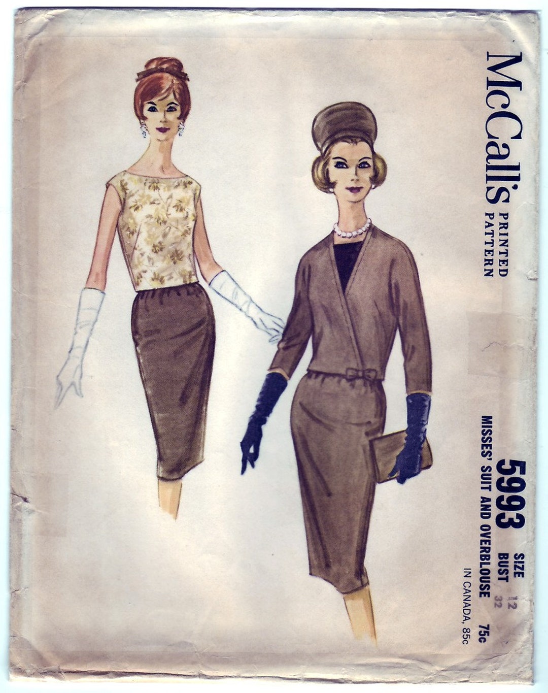 Vintage 1961 Mccall's 5993 UNCUT Sewing Pattern Misses' Suit and ...