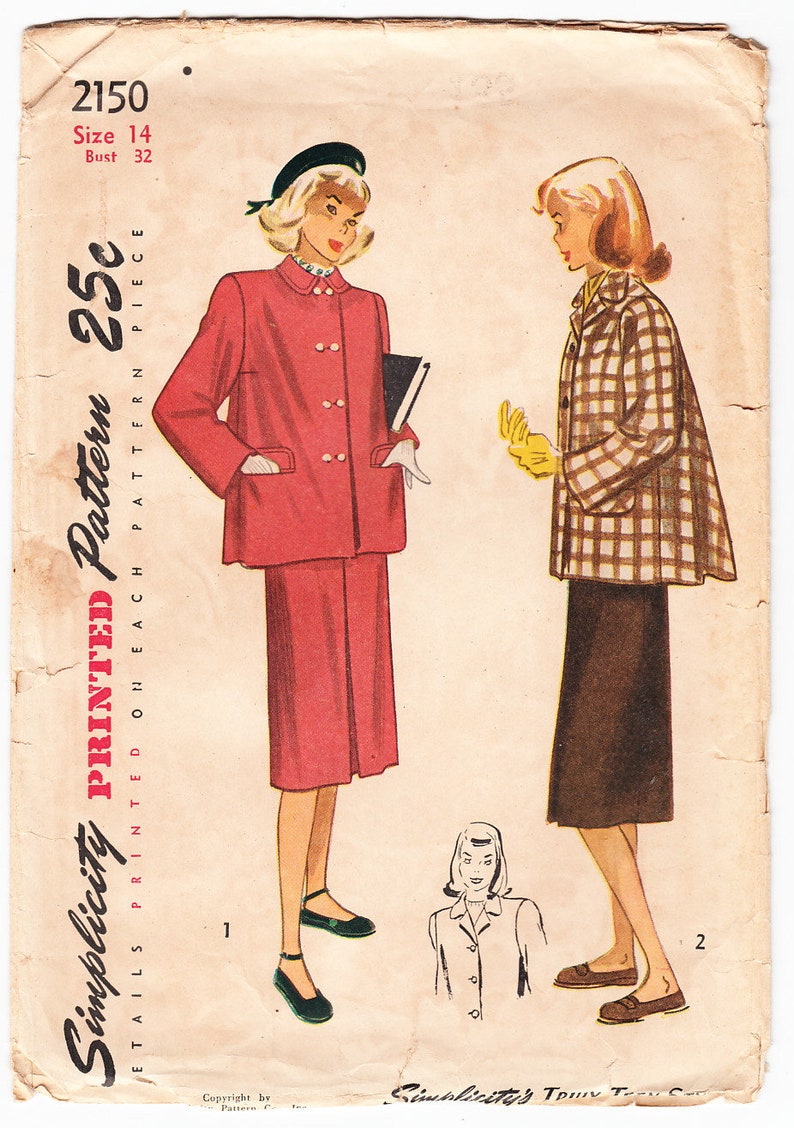 Vintage 1947 Simplicity 2150 Sewing Pattern Teen-age Suit Size - Etsy