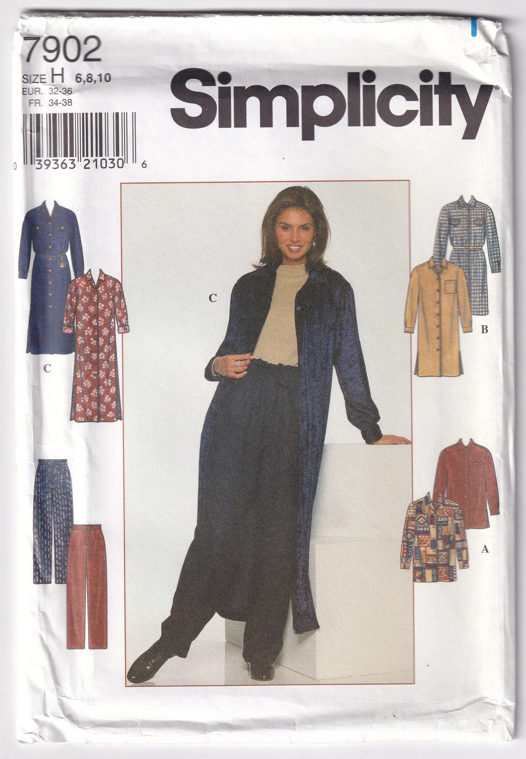1997 Simplicity 7902 UNCUT Sewing Pattern Misses' Dress Size 6, 8, 10 ...