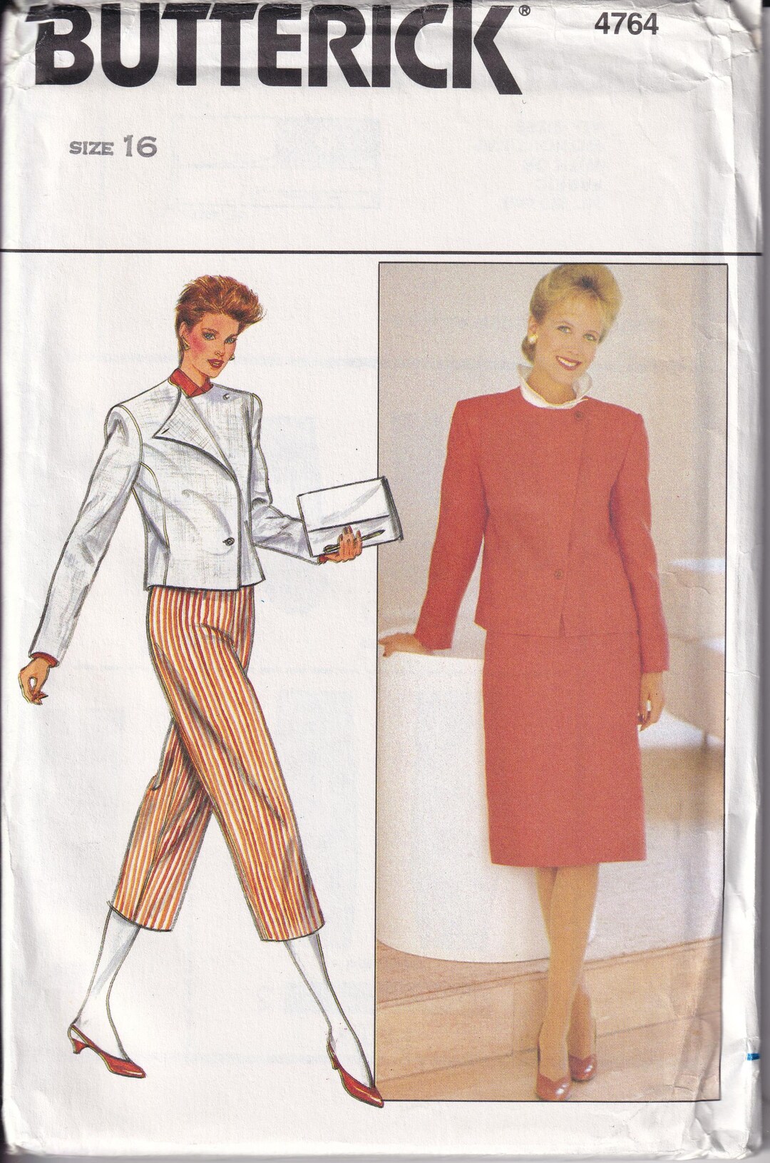 Classic 1987 Butterick 4764 UNCUT Sewing Pattern Misses' Jacket, Pants ...