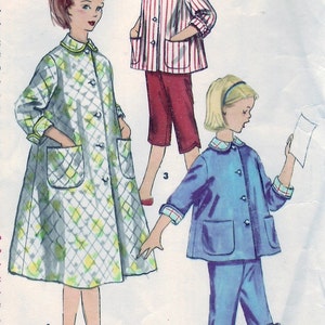 Vintage 1956 Simplicity 1441 Sewing Pattern Child's Girl's Pajamas and ...