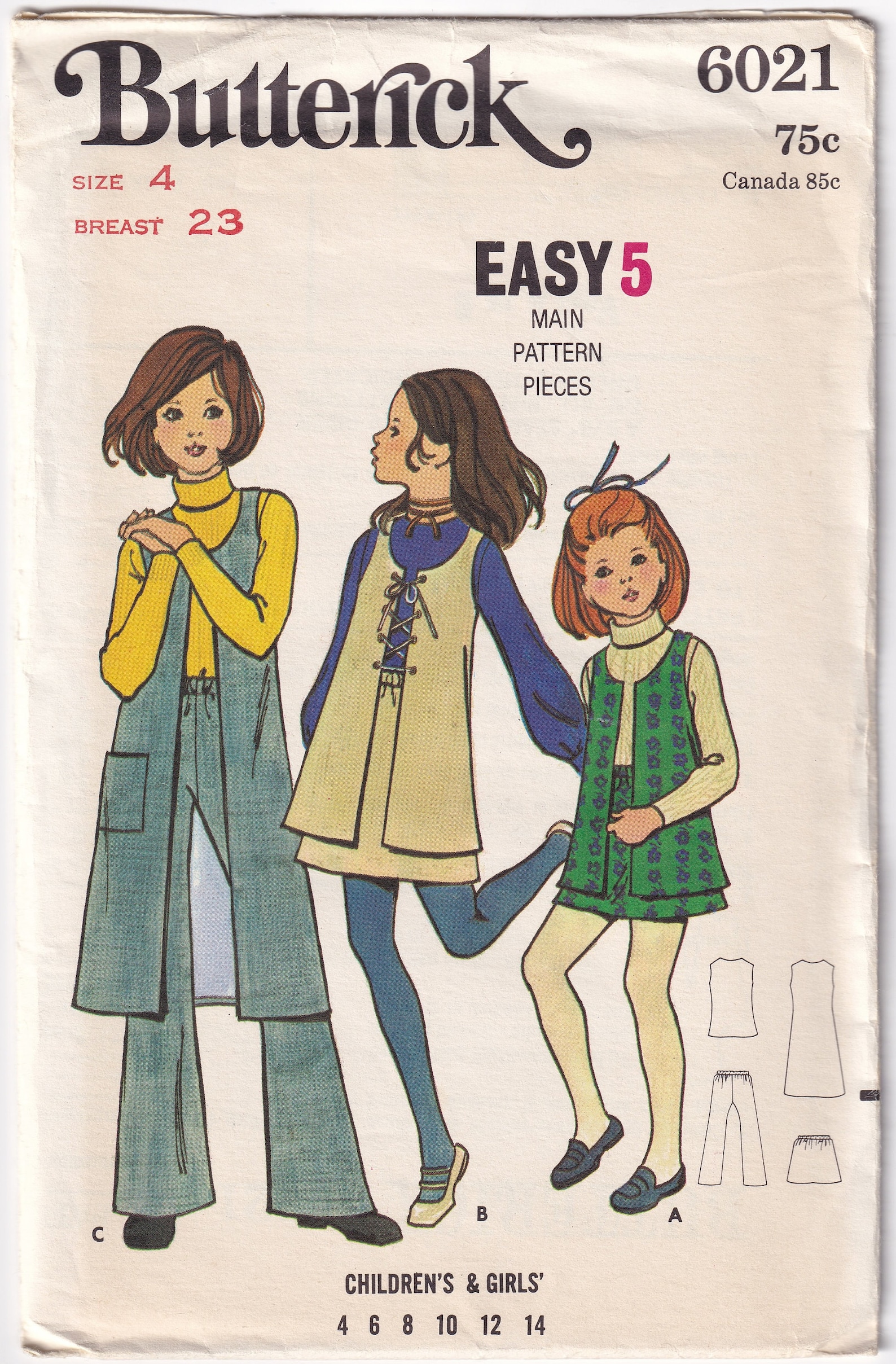 Vintage 1972 Butterick 6021 UNCUT Sewing Pattern Girl's - Etsy