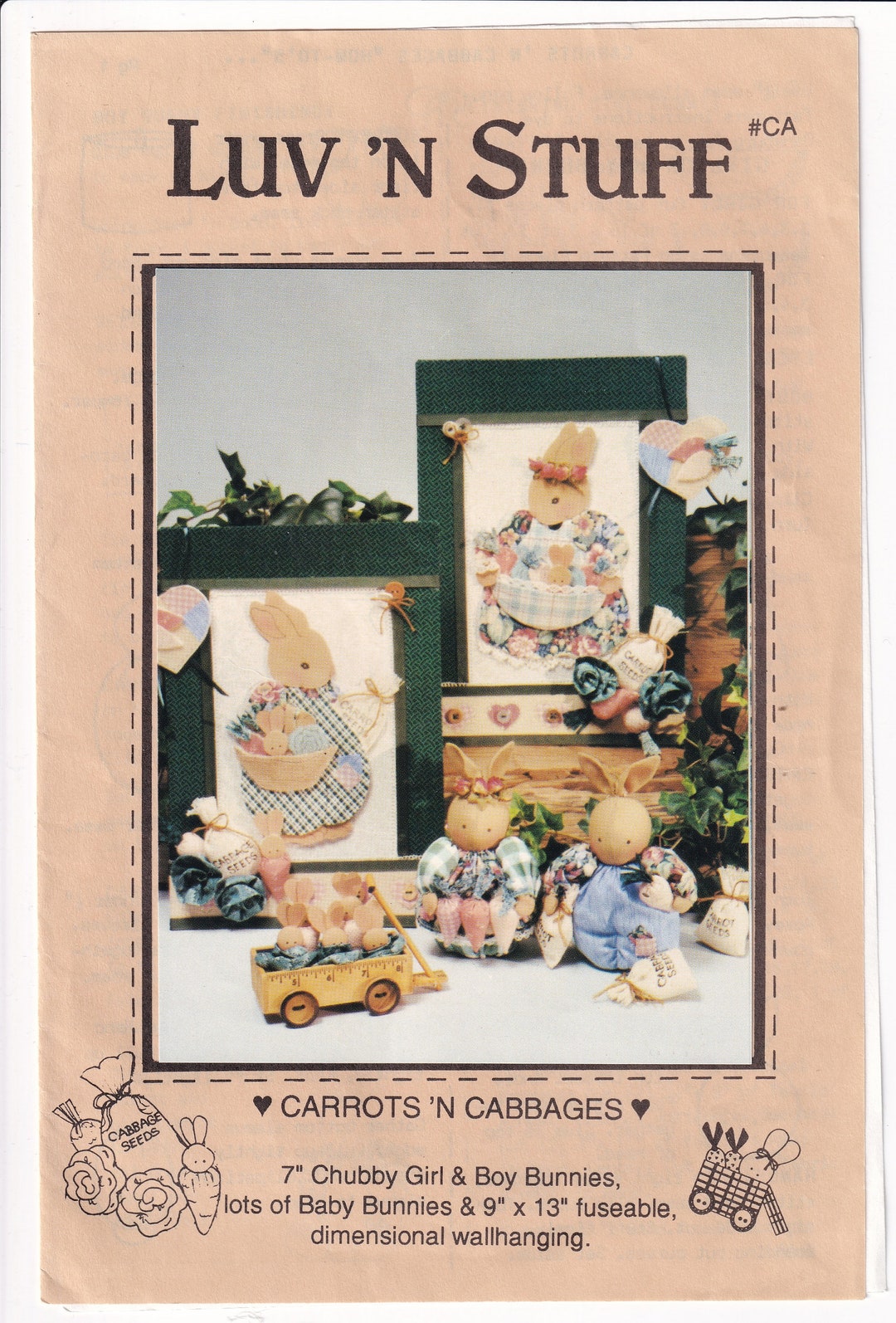 Vintage 1994 Luv 'N Stuff Carrots 'N Cabbages Craft Sewing Pattern 7 ...