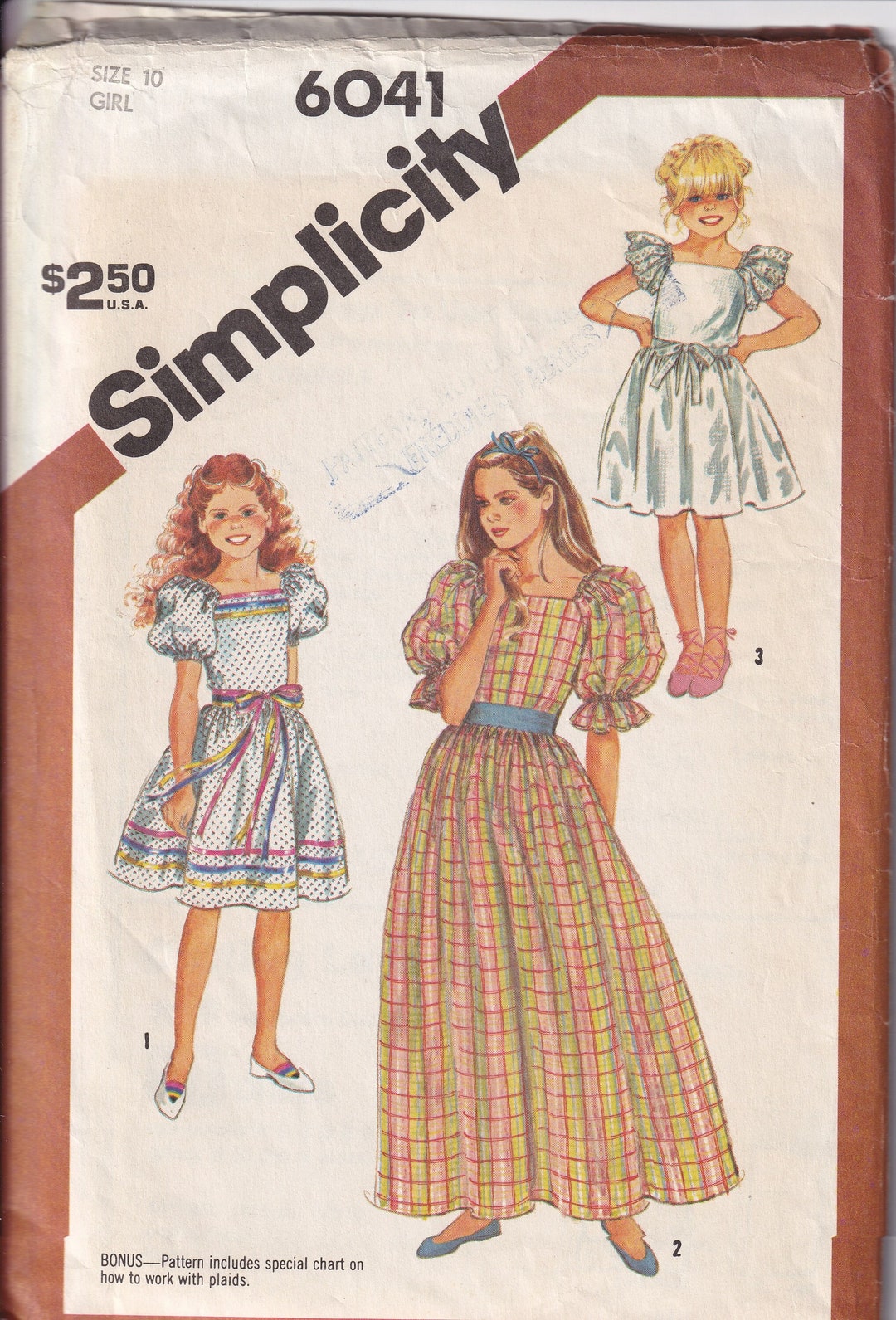 Vintage 1983 Simplicity 6041 Sewing Pattern Girl's Pullover Dress in ...