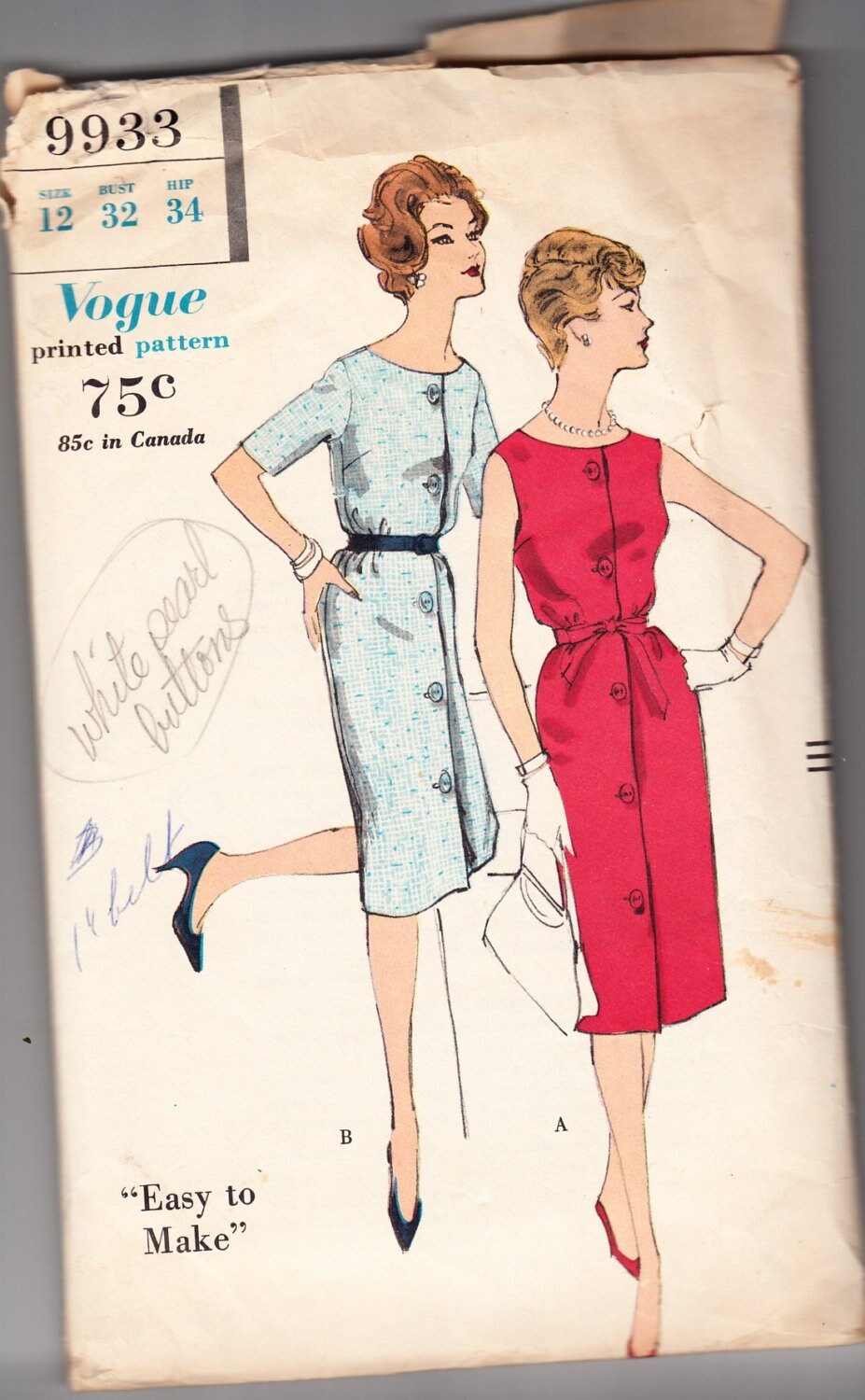 Vintage 1960 Vogue 9933 Sewing Pattern Misses' One-piece - Etsy