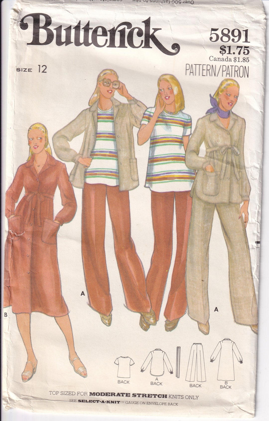 Vintage 1976 Butterick 5891 UNCUT Sewing Pattern Misses' Maternity Top ...