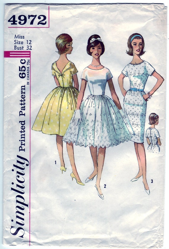 Vintage 1963 Simplicity 4972 Sewing Pattern Junior's | Etsy