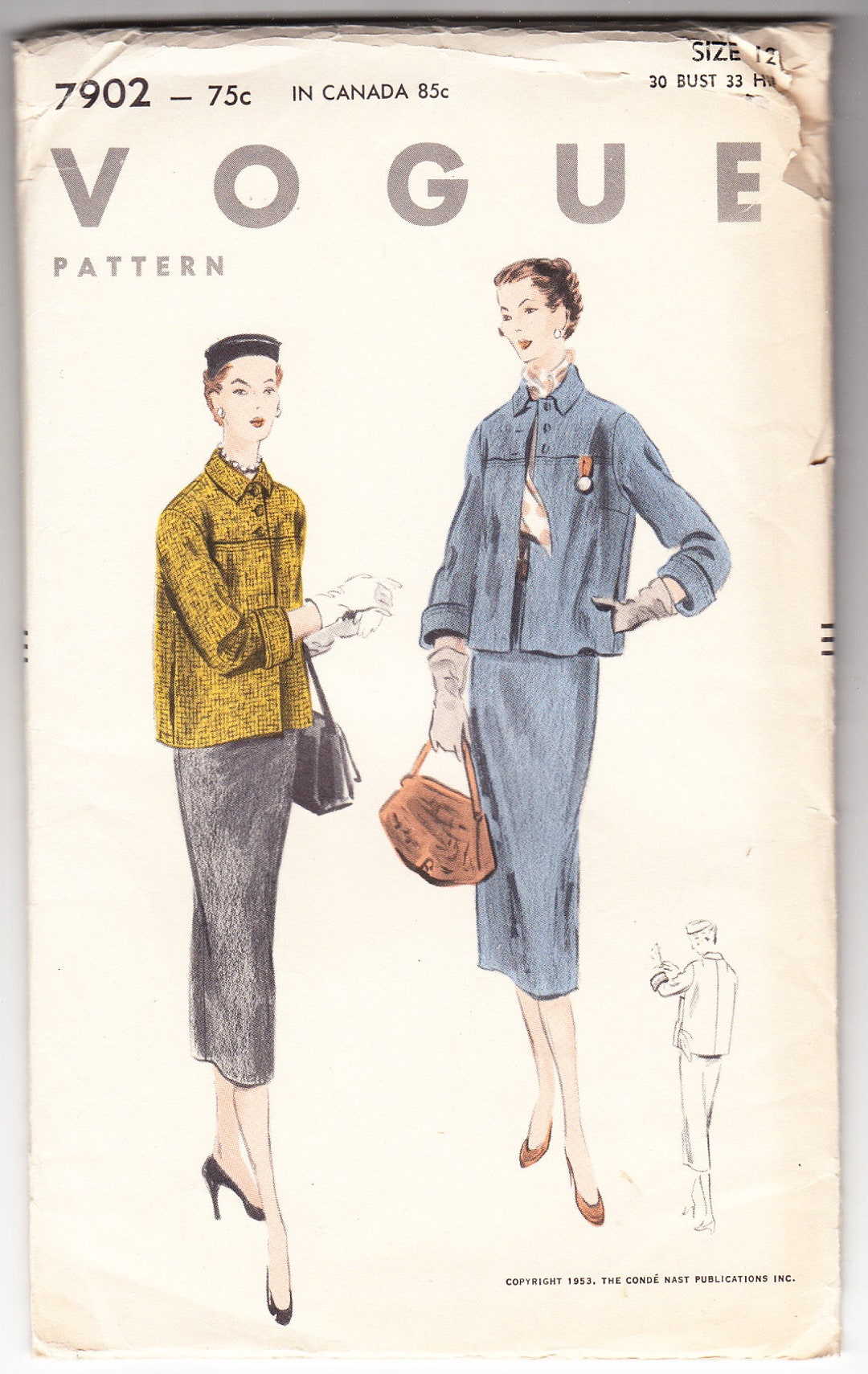 Vintage 1953 Vogue 7902 FF Sewing Pattern Misses' Suit - Etsy