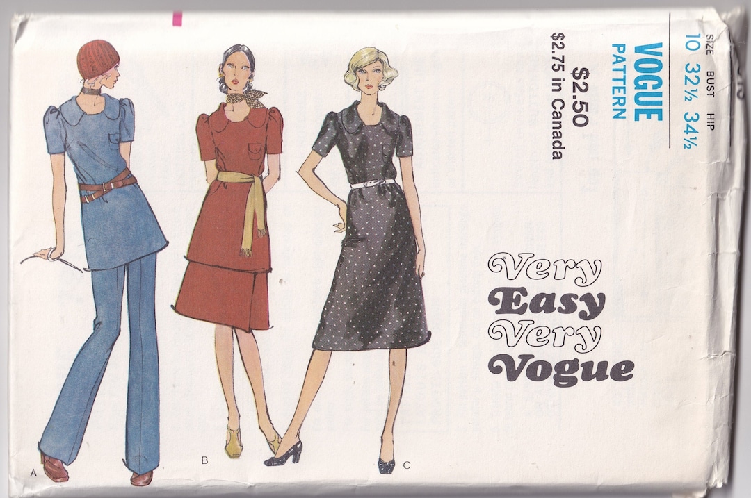 Vintage 1970 Vogue 7913 UNCUT Sewing Pattern Misses' Dress or Top ...