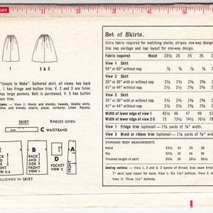 Vintage 1962 Simplicity 4078 Sewing Pattern Misses' Skirt Size 26 ...