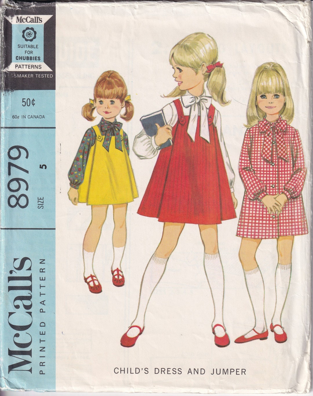 Vintage 1967 Mccall's 8979 Sewing Pattern Child's Girl Dress and Jumper ...