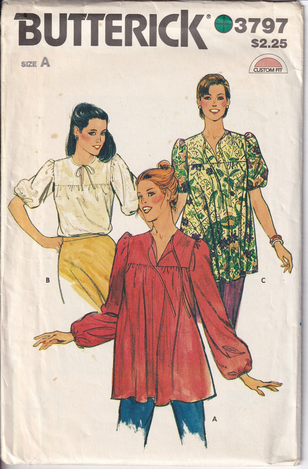 Vintage 1979 Butterick 3797 Sewing Pattern Misses' Smock Top or Blouse ...