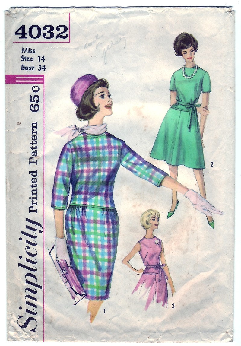 Vintage 1961 Simplicity 4032 Sewing Pattern Juniors' | Etsy