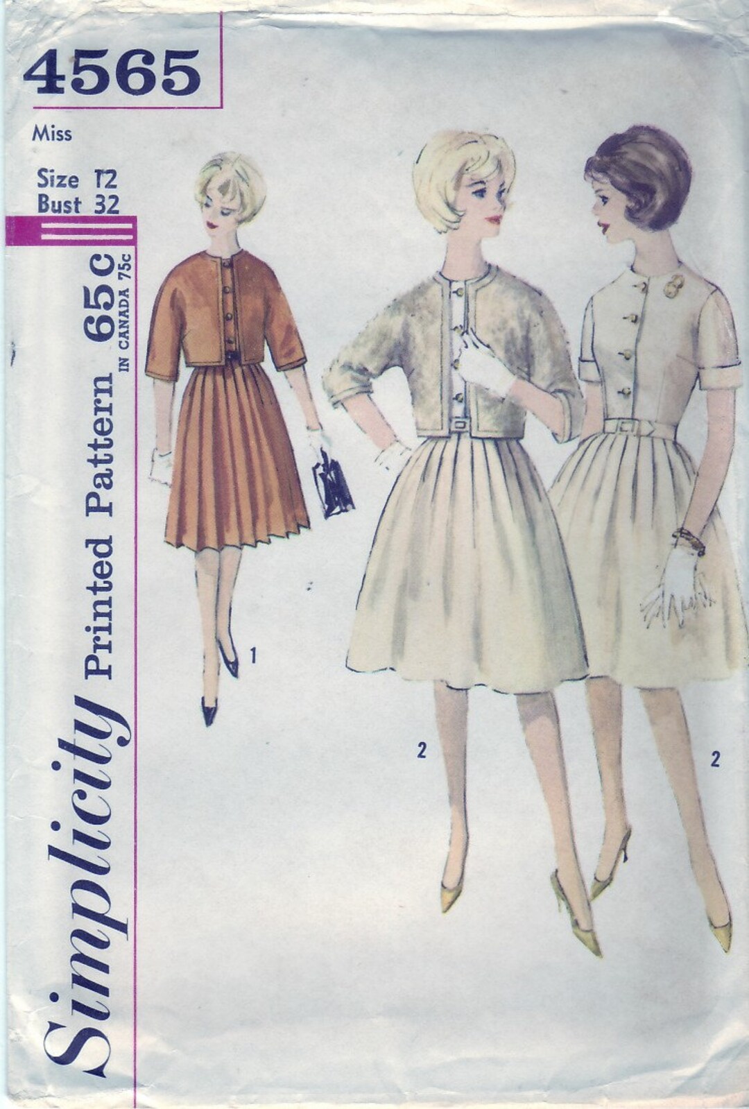 Vintage 1962 Simplicity 4565 UNCUT Sewing Pattern Misses' One-piece ...