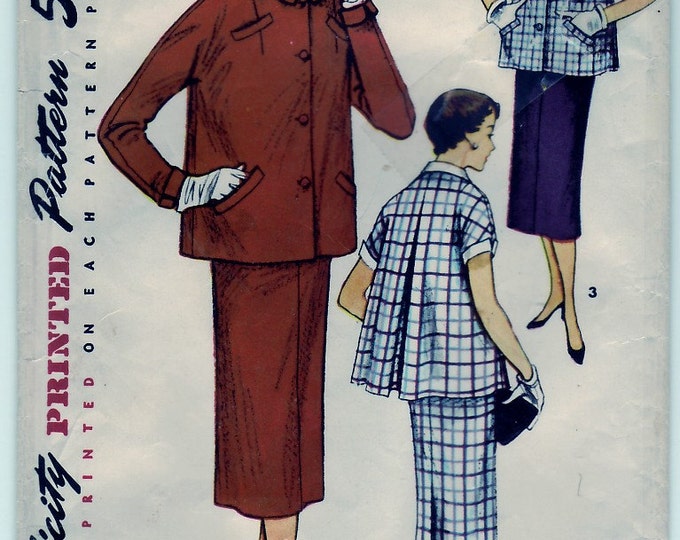 Vintage 1954 Simplicity 4764 Sewing Pattern Misses' Two-piece Maternity ...