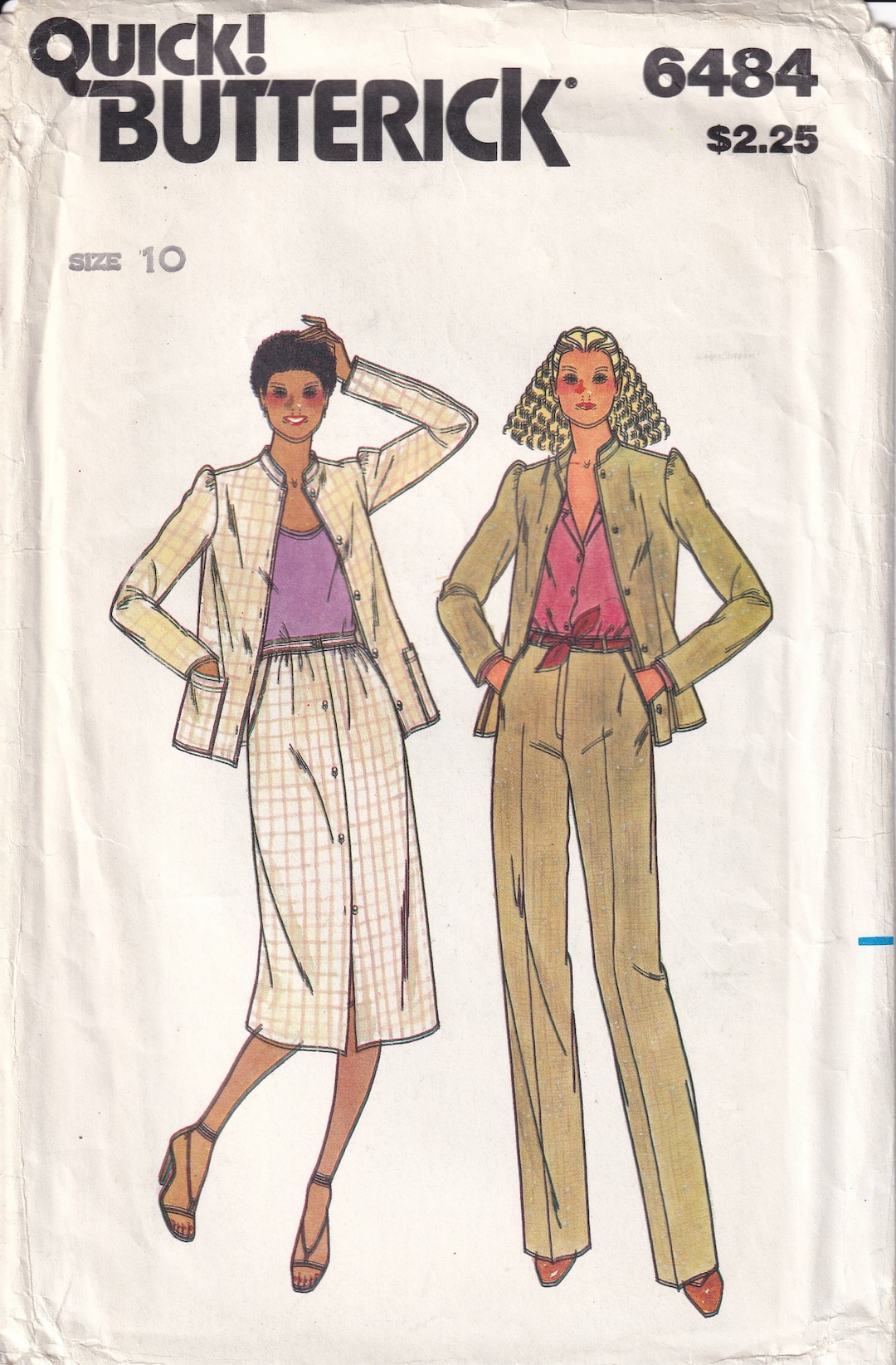 Vintage 1980 Butterick 6484 UNCUT Sewing Pattern Misses' Jacket, Skirt ...