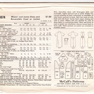 Vintage 1962 Mccall's 6574 Pauline Trigére UNCUT Sewing Pattern Junior ...