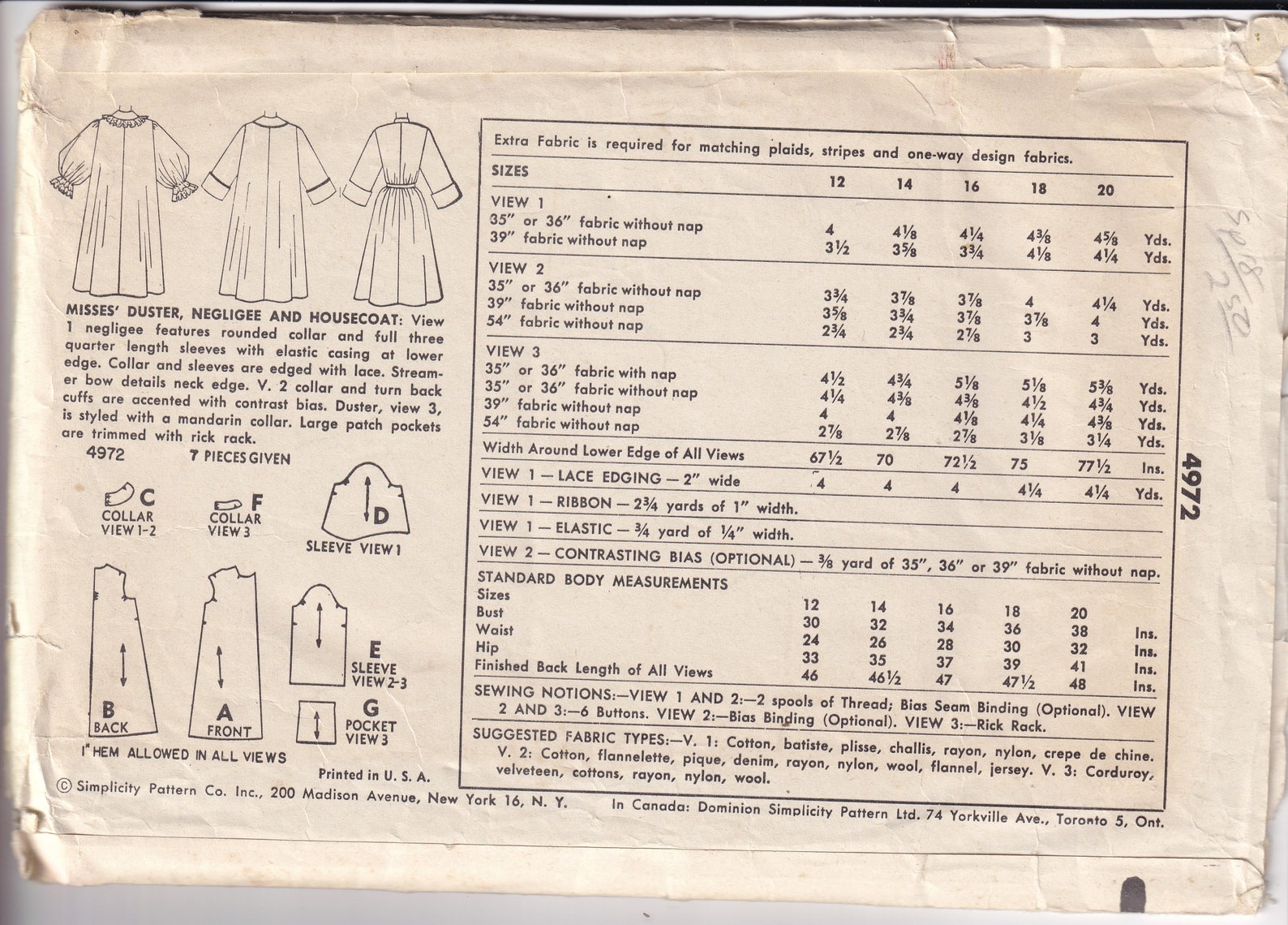 Vintage 1954 Simplicity 4972 Sewing Pattern Misses' - Etsy