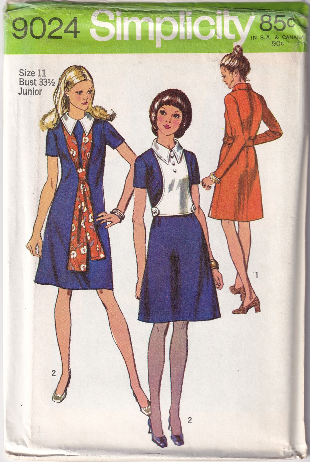 Vintage 1970 Simplicity 9024 UNCUT Sewing Pattern Young Junior Misses ...