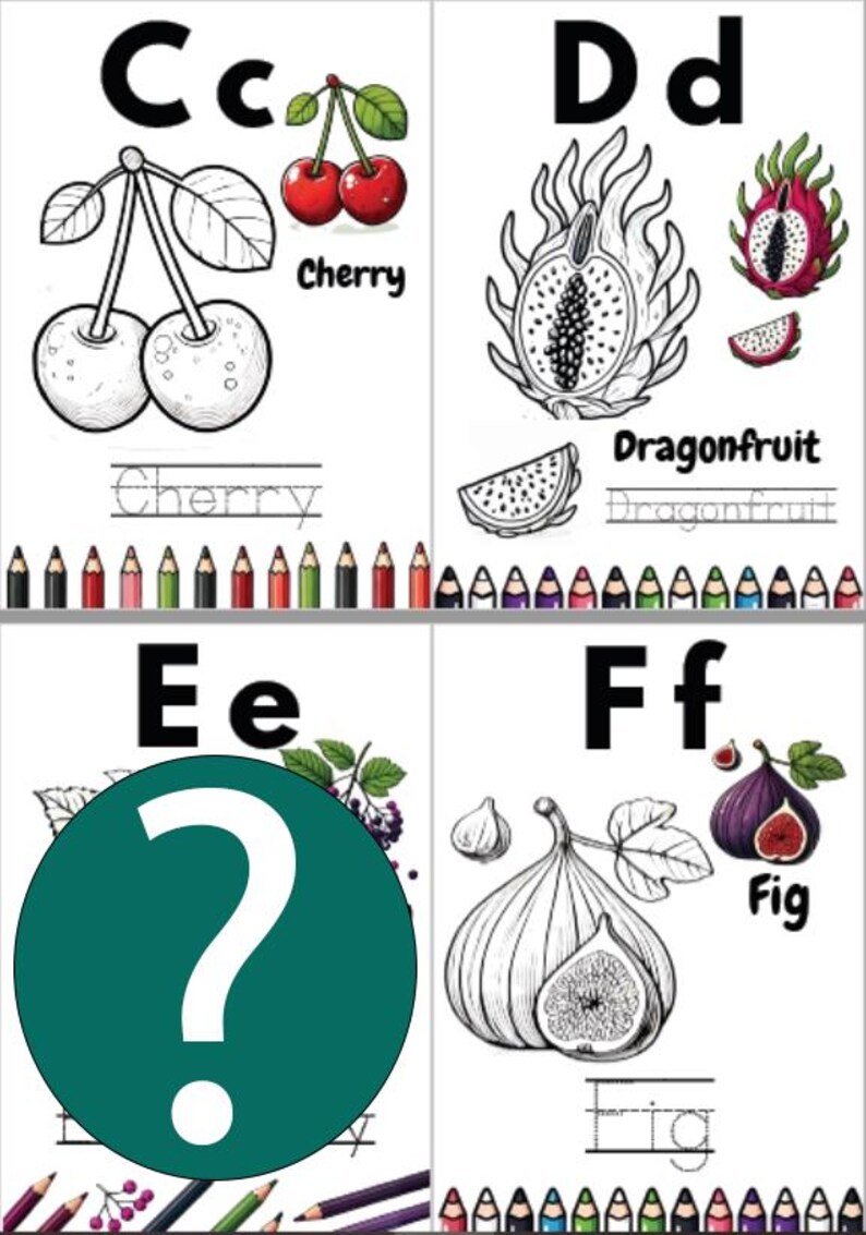 A-Z Alphabet Fruit Coloring Pages | Learn to Write & Read | Fun ...
