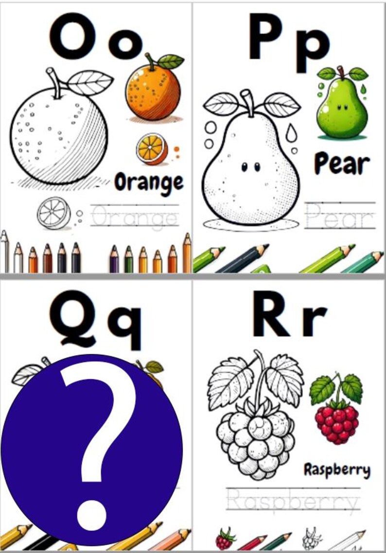 A-Z Alphabet Fruit Coloring Pages | Learn to Write & Read | Fun ...
